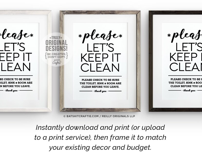 Please Keep it Clean Bathroom Sign PRINTABLE sink and toilet | Etsy