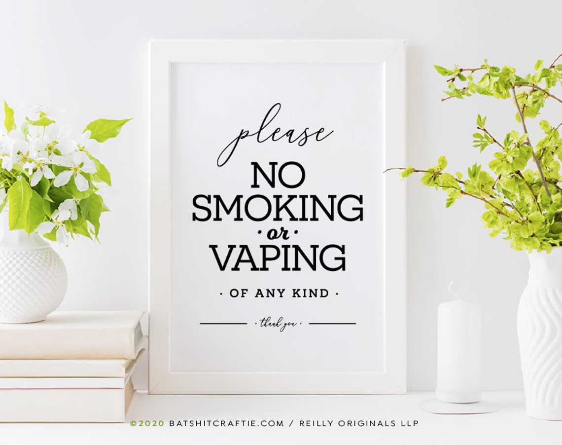 Please No Smoking or Vaping Printable Sign Instant Digital | Etsy