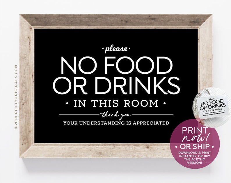 No Food or Drinks in This Room Sign, Download and Print Instantly or ...