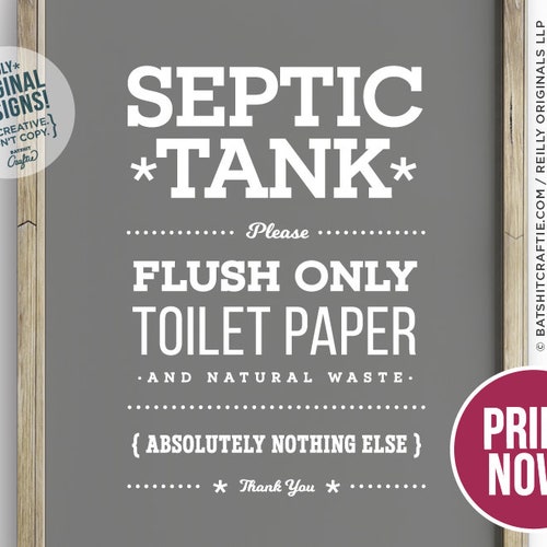 Septic Tank Bathroom Sign INSTANT DOWNLOAD PRINTABLE System Do - Etsy