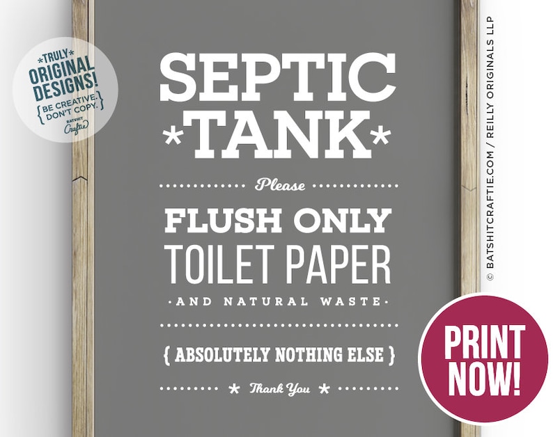 Septic Tank Bathroom Sign INSTANT PRINTABLE System Do Not - Etsy