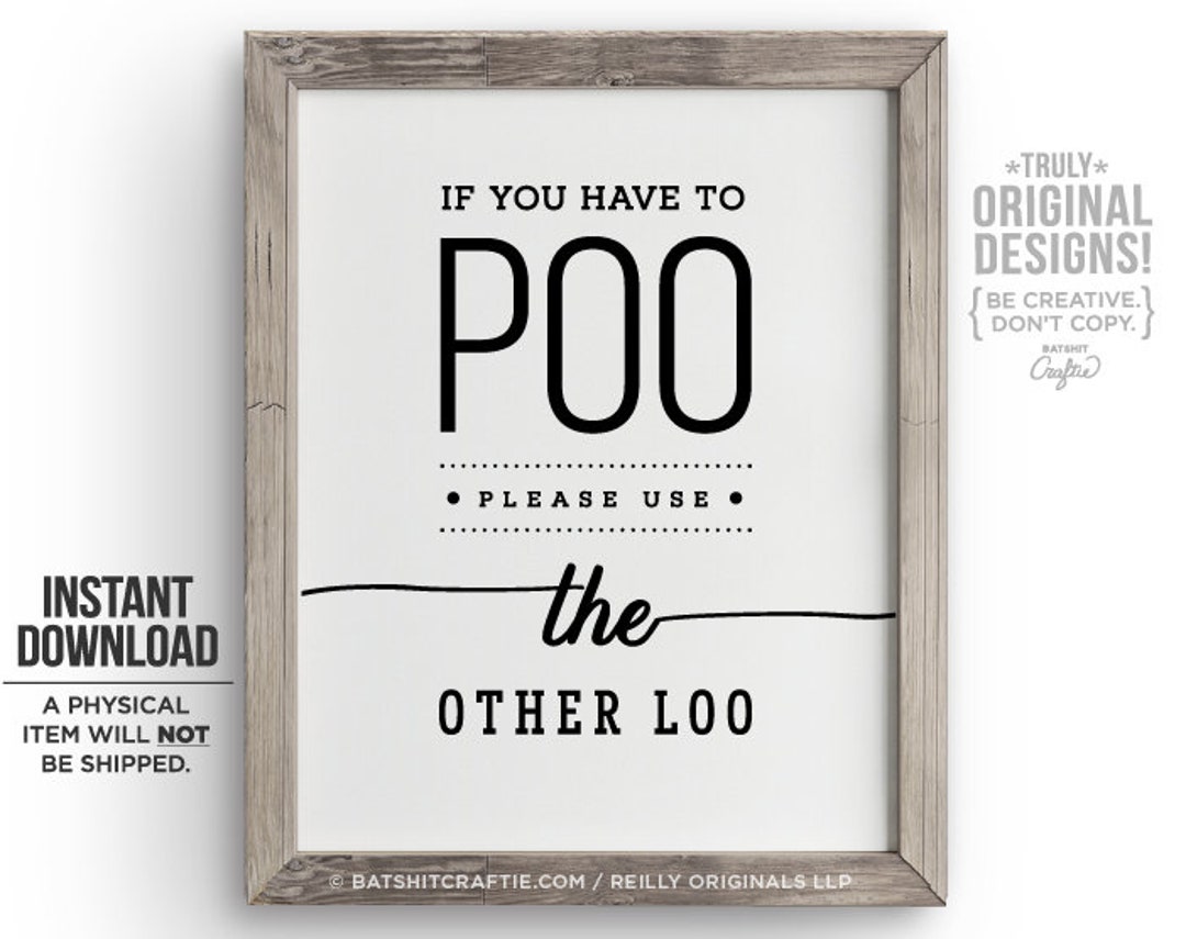 Bathroom Sign PRINTABLE Do Not Flush Poo Number #2 Two Septic System ...