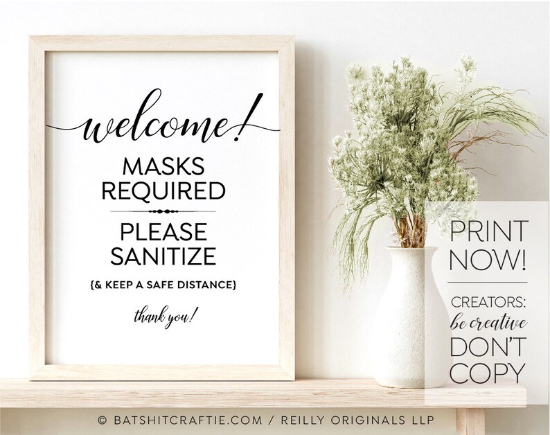 Welcome Masks Required Please Sanitize & Keep Safe Distance | Etsy