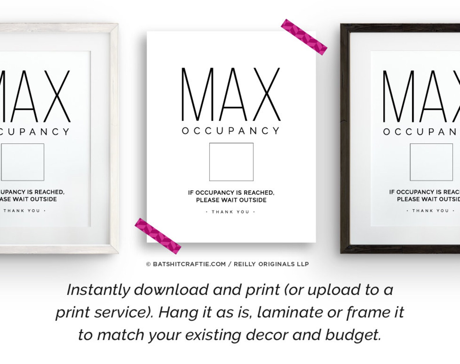 Maximum Occupancy PRINTABLE SIGN ~ Fill in ~ Modern Simple Poster for ...