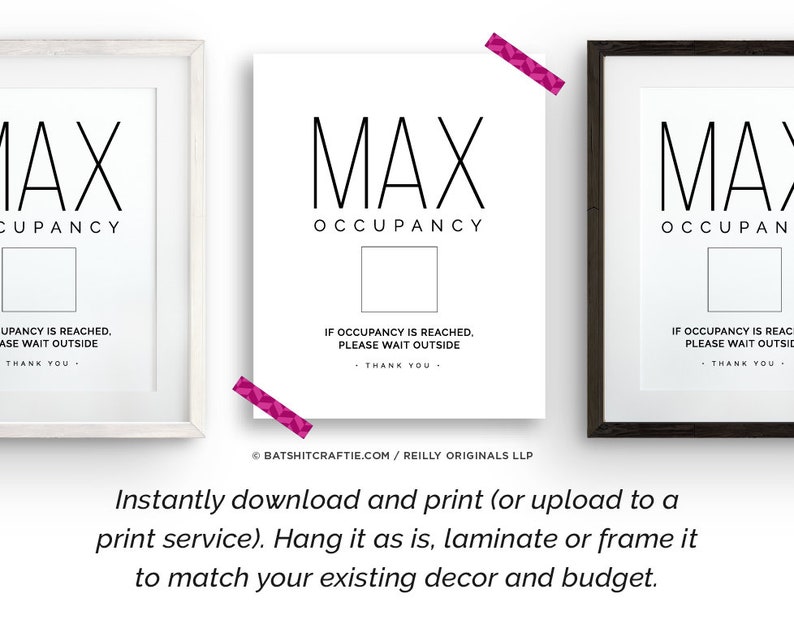 Maximum Occupancy PRINTABLE SIGN ~ Fill in ~ Modern Simple Poster for ...
