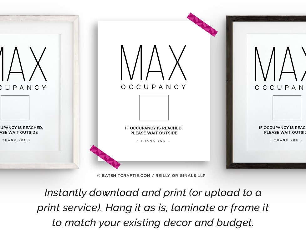 Maximum Occupancy PRINTABLE SIGN Fill in Modern Simple - Etsy