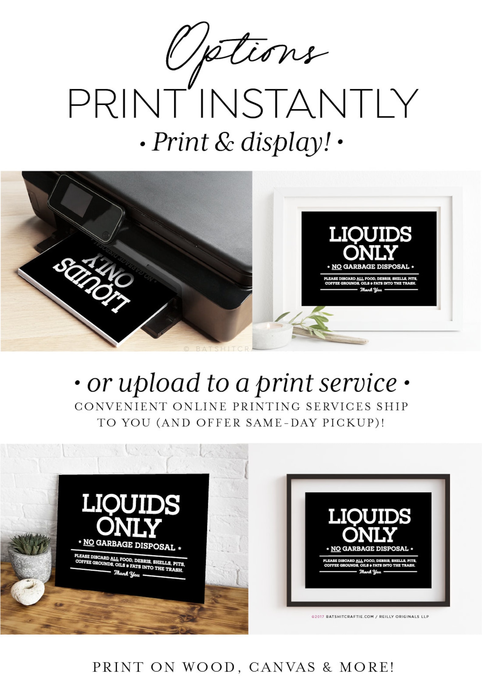 Liquids Only, No Garbage Disposal, Printable Kitchen Sink Sign to Help ...