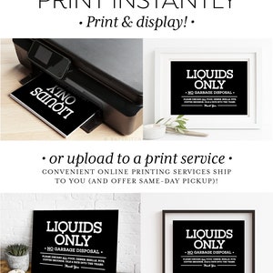 Liquids Only, No Garbage Disposal, Printable Kitchen Sink Sign to Help ...