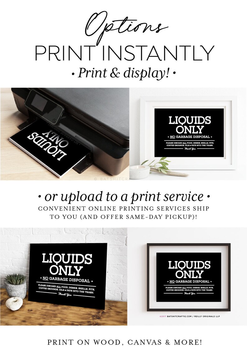 Liquids Only, No Garbage Disposal, Printable Kitchen Sink Sign to Help ...