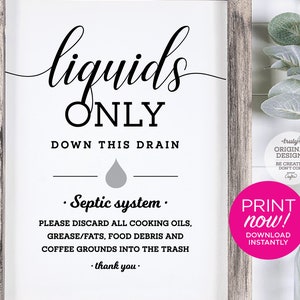 Liquids Only Down This Drain ~ Printable Septic System Sign for Home ...