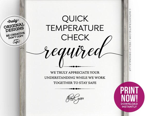 Temperature Check Required PRINTABLE SIGN Modern Office | Etsy UK