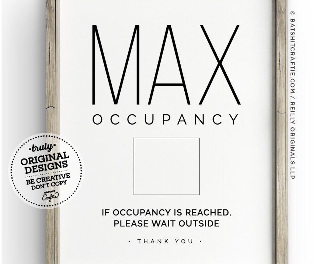 Maximum Occupancy PRINTABLE SIGN ~ Fill in ~ Modern Simple Poster for ...