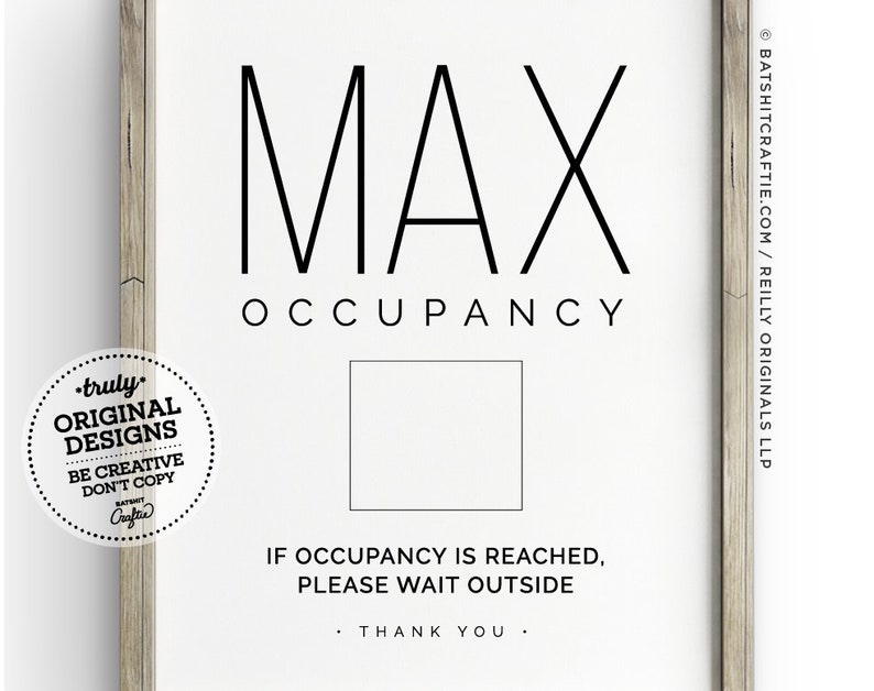 Maximum Occupancy PRINTABLE SIGN Fill In modern simple | Etsy