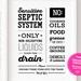 Septic System PRINTABLE Kitchen Sign Sink No Food Grease Coffee Grounds ...