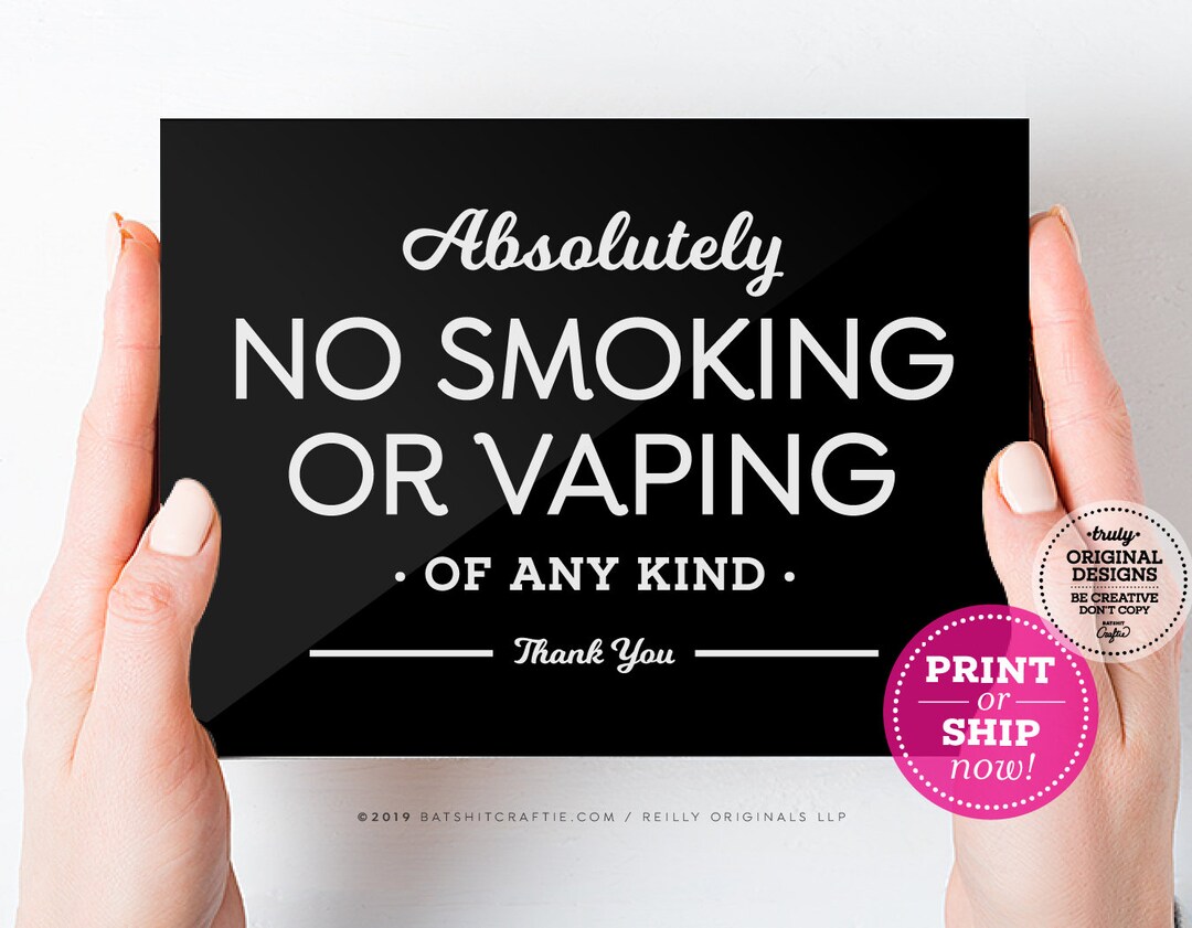 Elegant No Smoking Sign ~ Ready to Ship or Print at Home Instantly ...