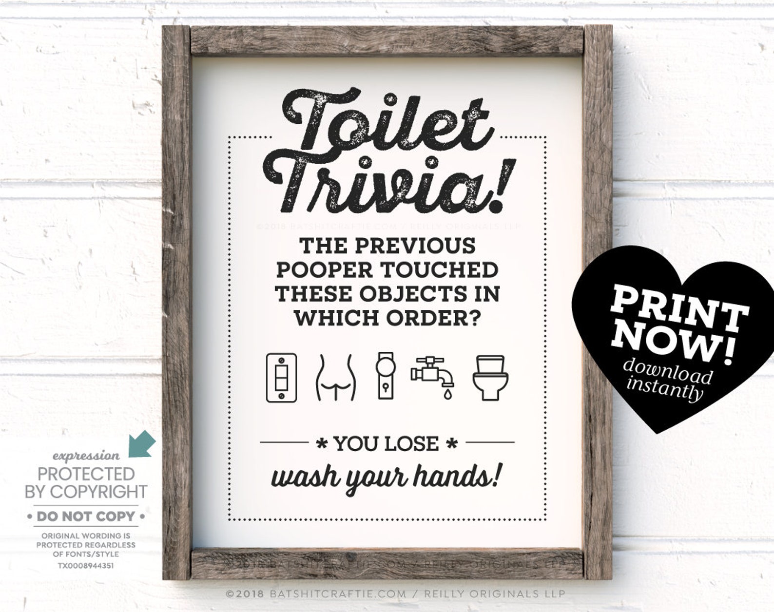 Printable Funny Bathroom Sign Toilet Trivia protected by | Etsy