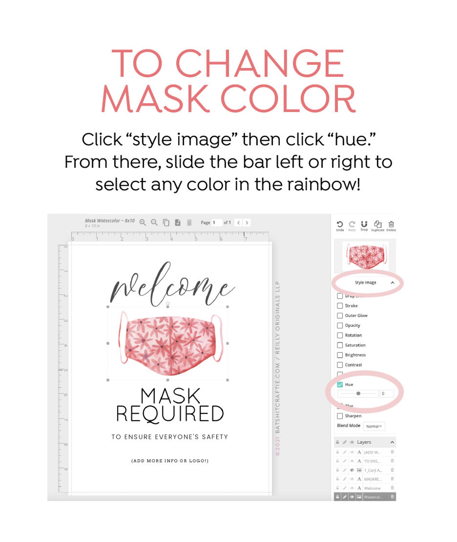 Elegant Watercolor Mask Required Sign Fully Editable | Etsy