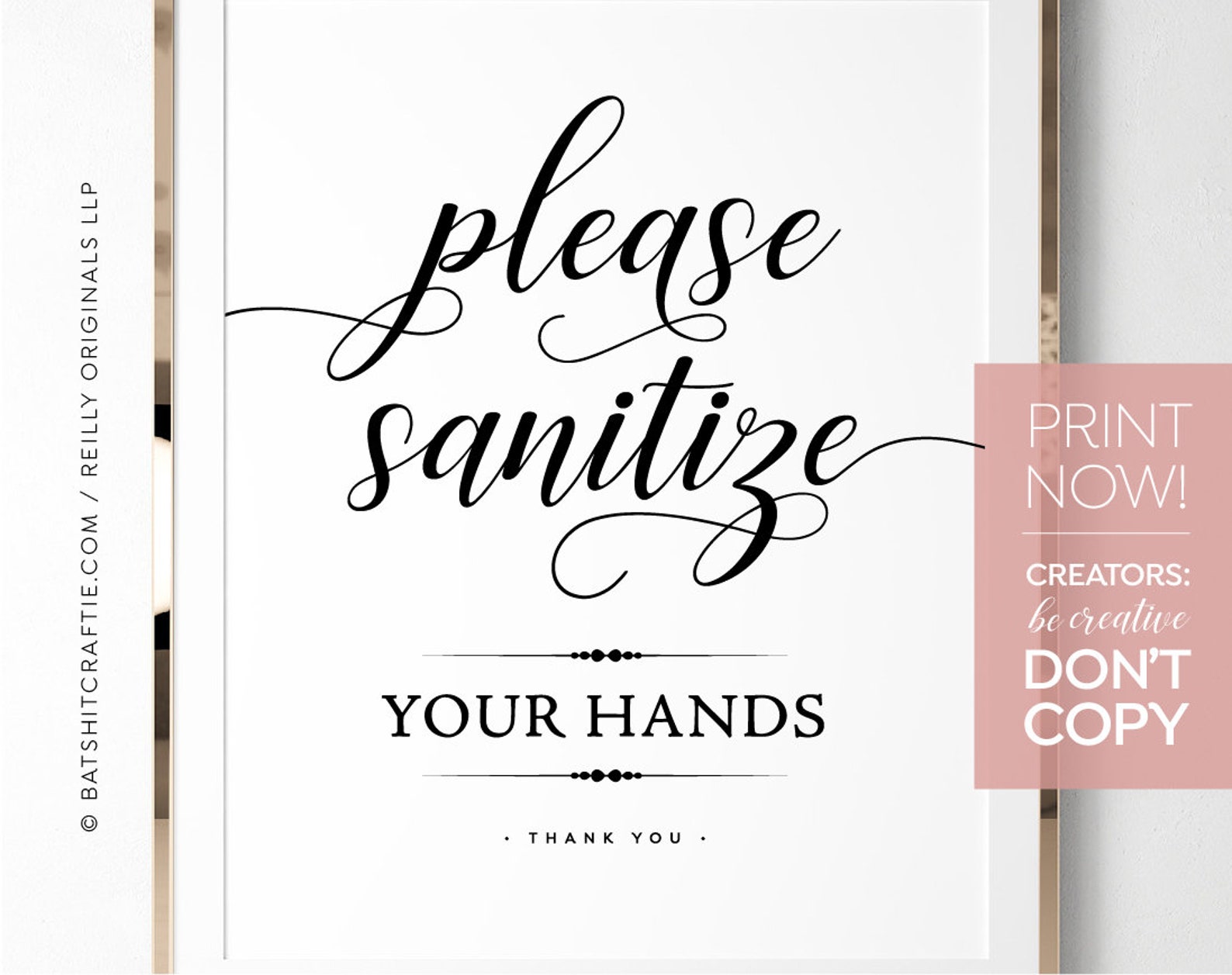 Please Sanitize Elegant PRINTABLE Sign Casual Modern Script | Etsy