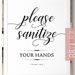 Please Sanitize Elegant PRINTABLE Sign Casual Modern Script ~ for ...