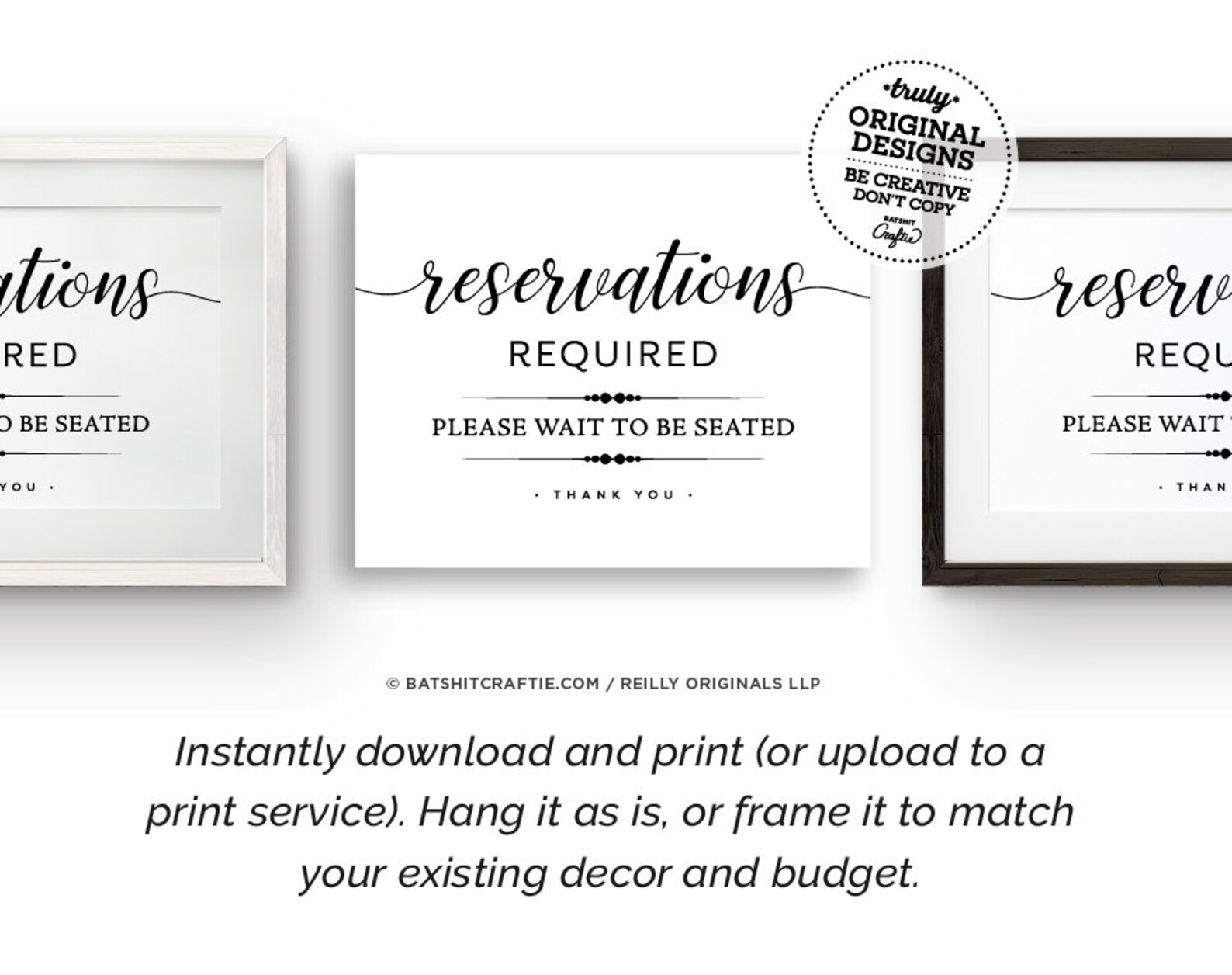 Reservations Required Please Wait to Be Seated PRINTABLE Sign | Etsy