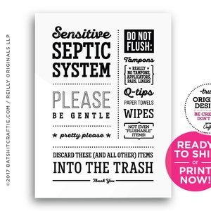 Sensitive Septic System Sign Ready to Ship or Print at Home | Etsy