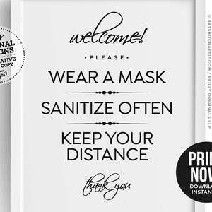 Wear a Mask Sanitize Often Keep Your Distance PRINTABLE SIGN Office ...