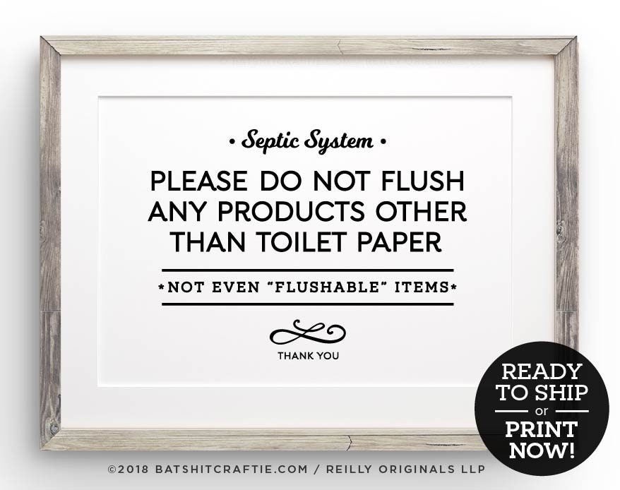 Elegant Septic System Bathroom Sign Do Not Flush Any | Etsy