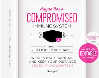 Printable Immunocompromised Person Inside Mask and Distance Sign High ...