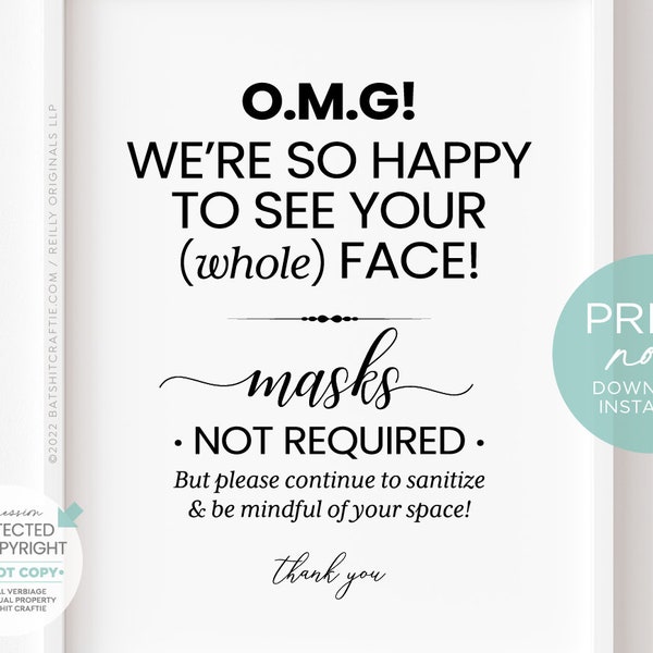 Masks Optional Sign - Etsy