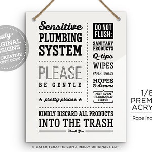 Sensitive Plumbing Bathroom Sign Ready to Ship or Print | Etsy
