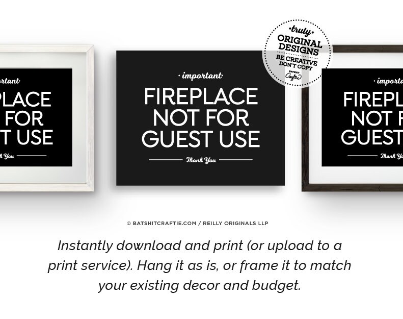 Fireplace Not for Guest Use Printable Sign Cute Simple - Etsy