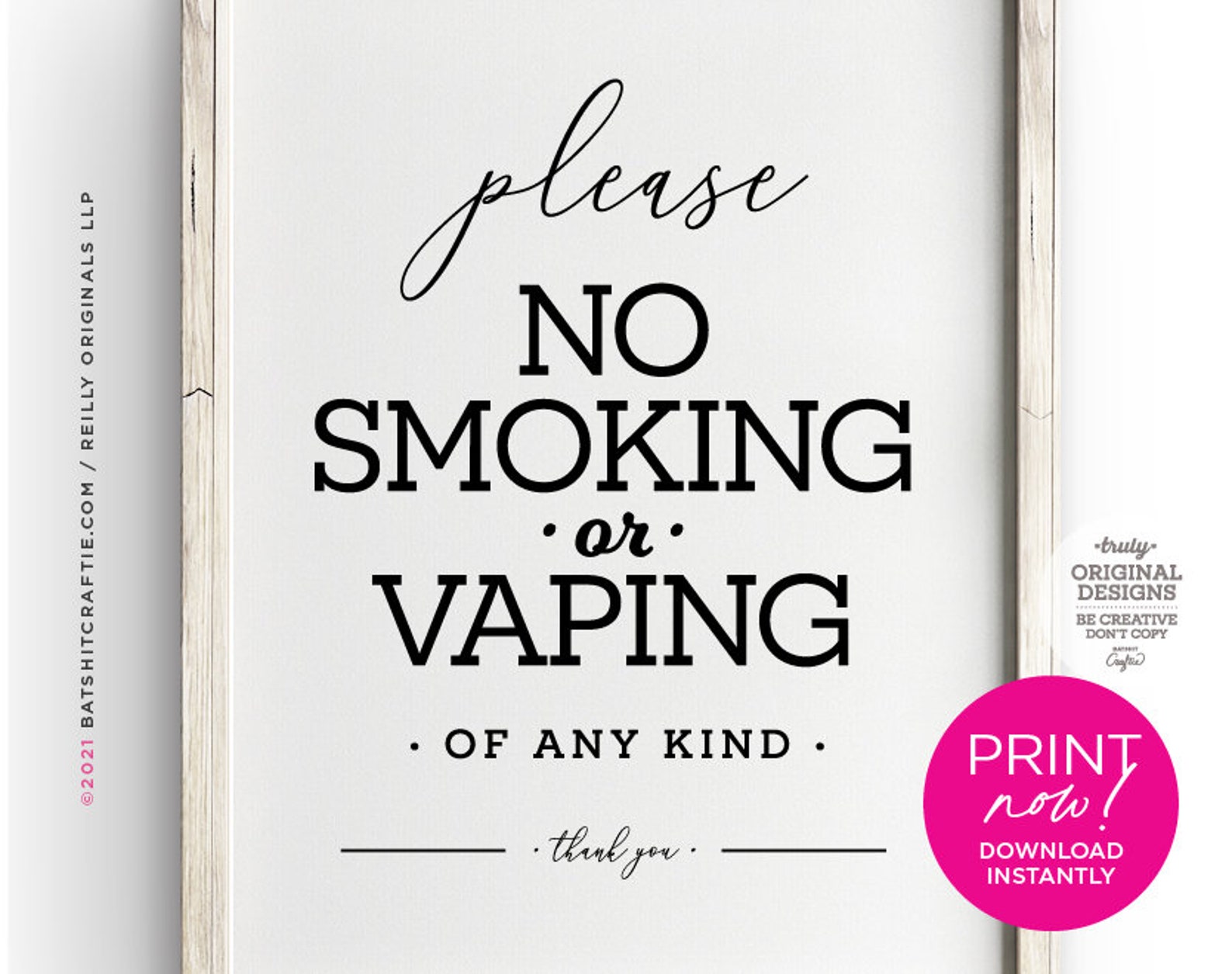 Please No Smoking or Vaping Printable Sign Instant Digital | Etsy