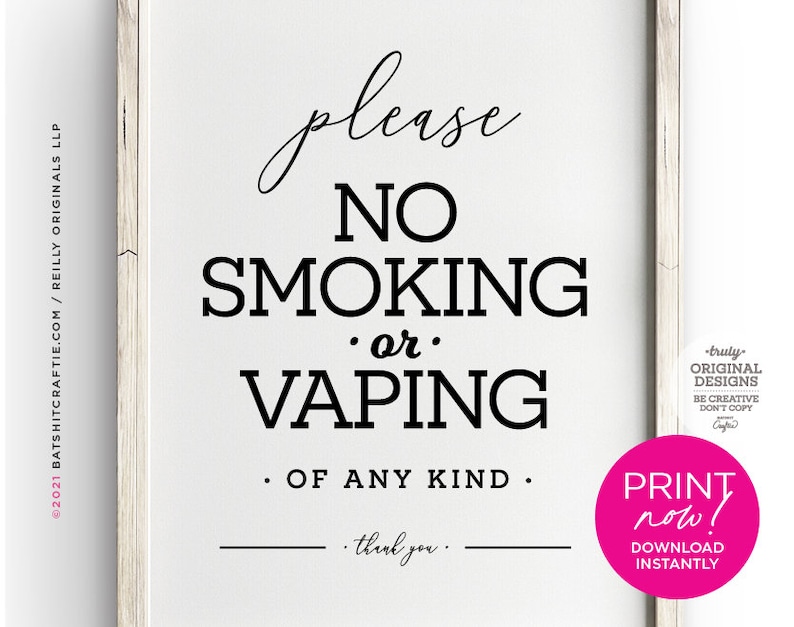 Please No Smoking or Vaping Printable Sign Instant Digital - Etsy