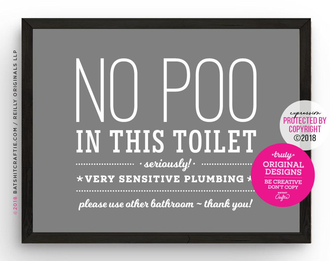 No Poo in This Toilet Printable Bathroom Sign Instantly - Etsy