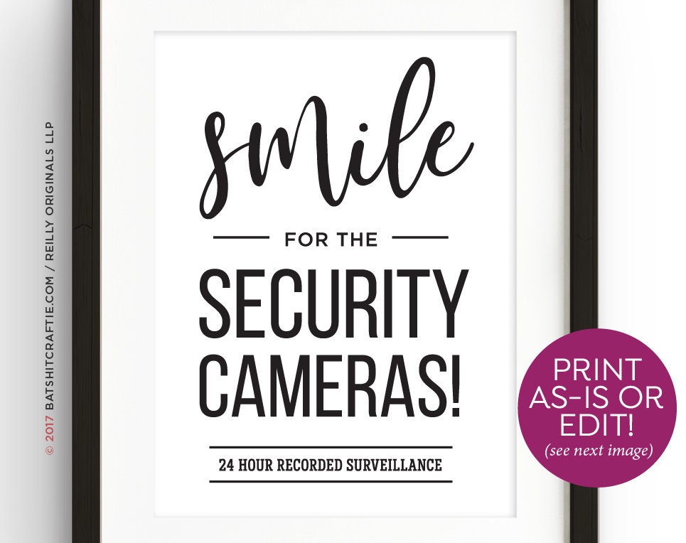 Editable Security Camera Sign Template ~ SEE 2nd IMAGE for Editable ...