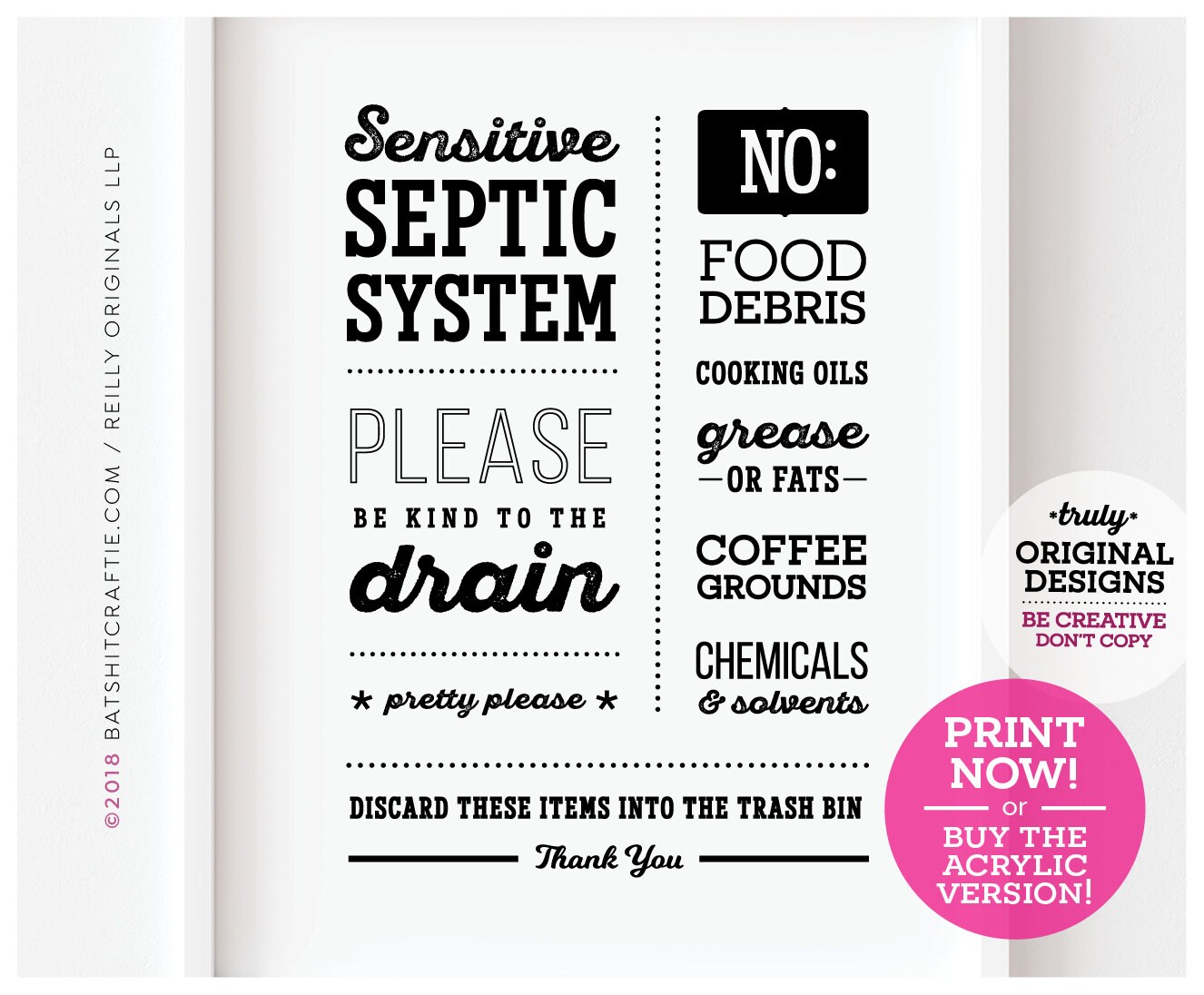 Sensitive Septic System Sign Be Kind to the Drain Ready to | Etsy Canada