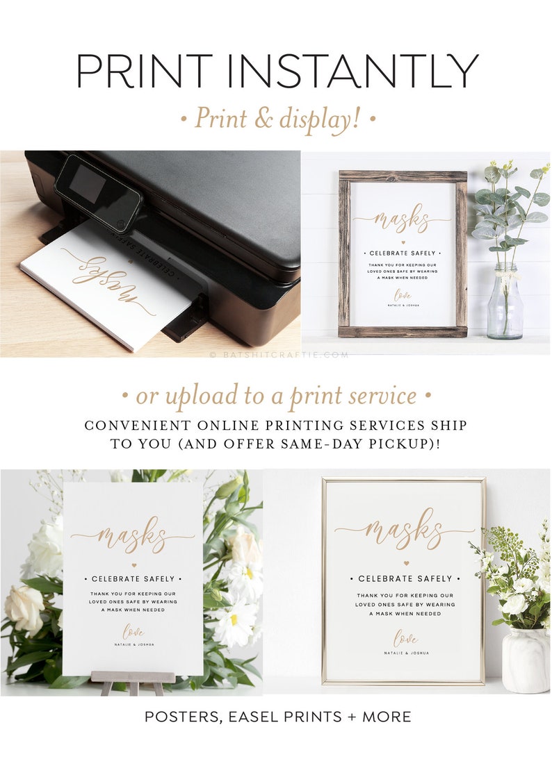 TWO 2 8x10 Editable Templates Mask Sanitize Signs | Etsy