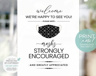 Masks Encouraged Sign - Etsy