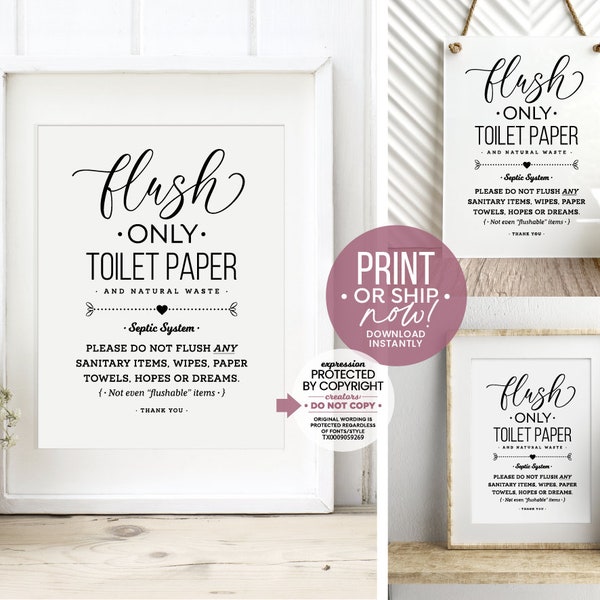 Septic Tank Bathroom Sign Printable - Etsy