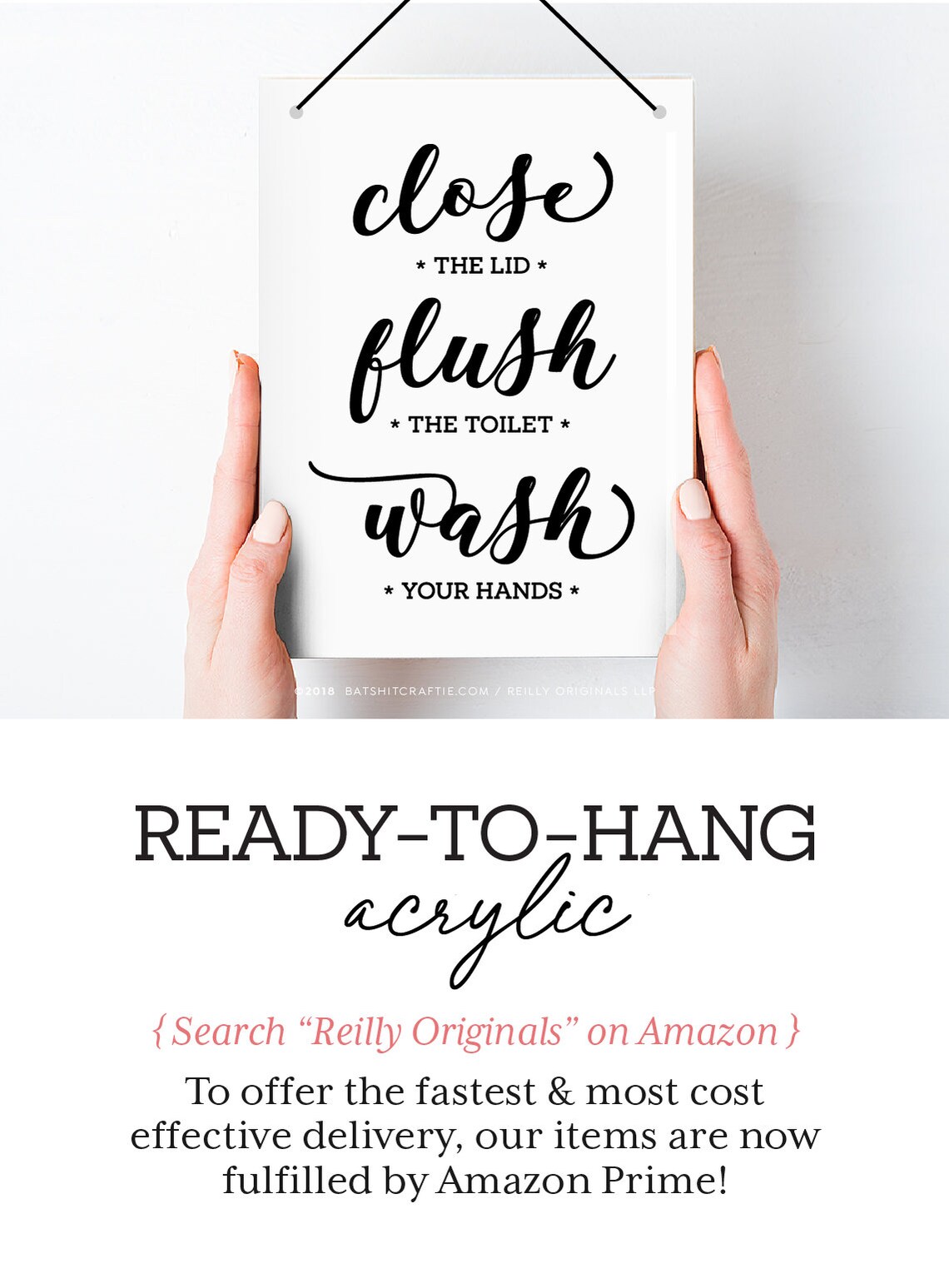Cute Bathroom Sign ~ Close Lid Flush Toilet Wash Hands ~ Ready to Ship ...