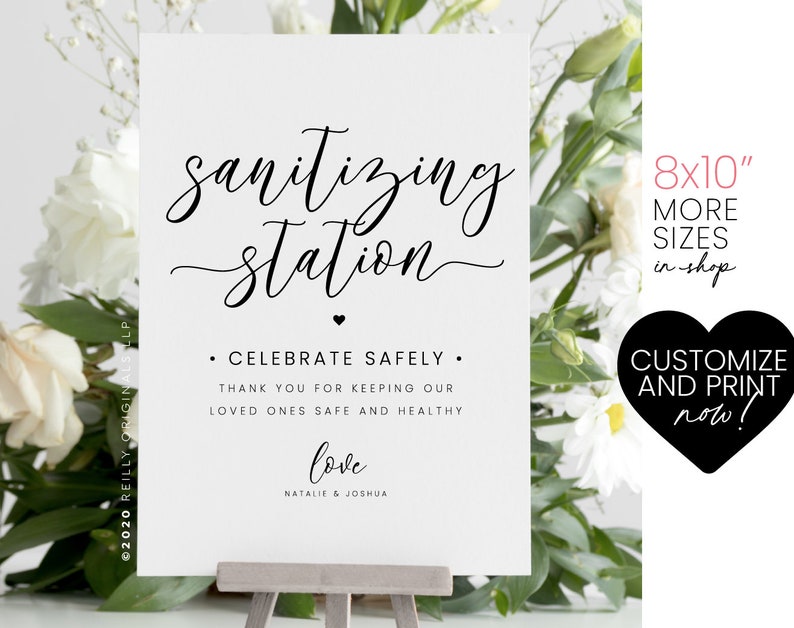 TWO 2 8x10 Editable Templates Mask Sanitize Signs | Etsy