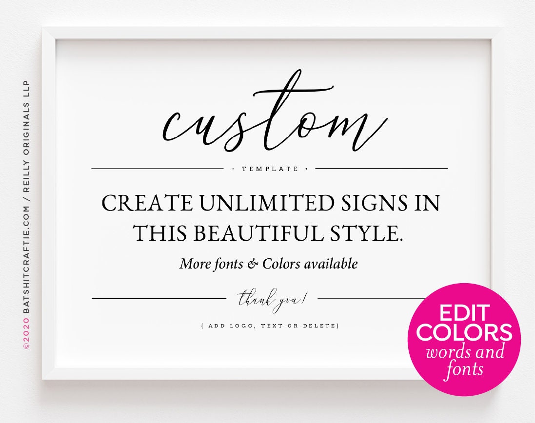 SALE Create Unlimited Custom Printable Signs Fully Editable - Etsy