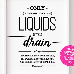 Septic System PRINTABLE Kitchen Sign Liquids Only No Food Grease Coffee ...