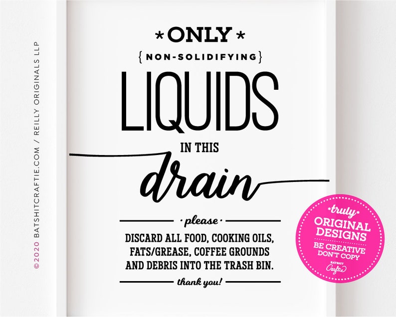 Septic System PRINTABLE Kitchen Sign Liquids Only No Food | Etsy