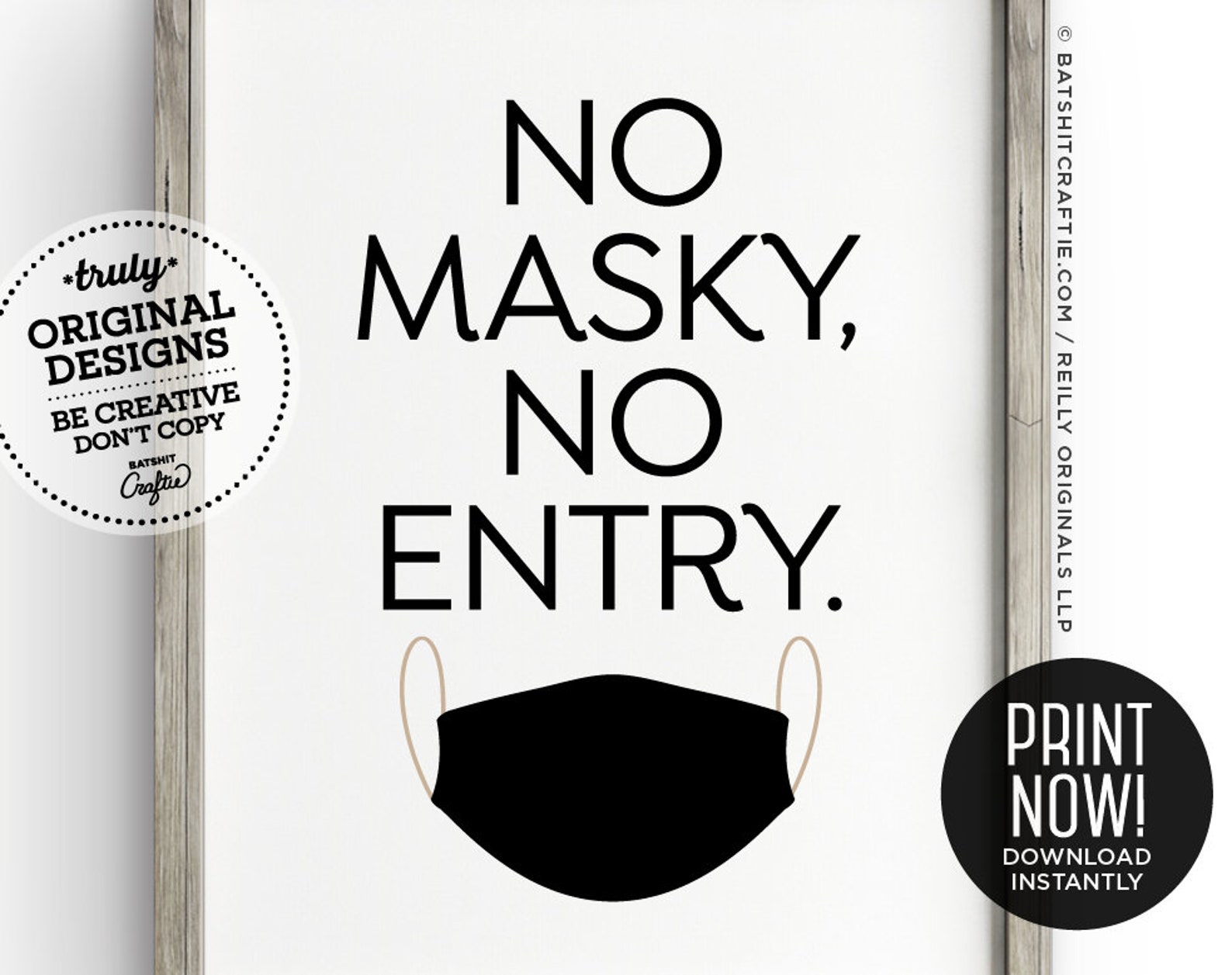 Cute Face Mask Printable Sign No Masky No Entry Masks | Etsy