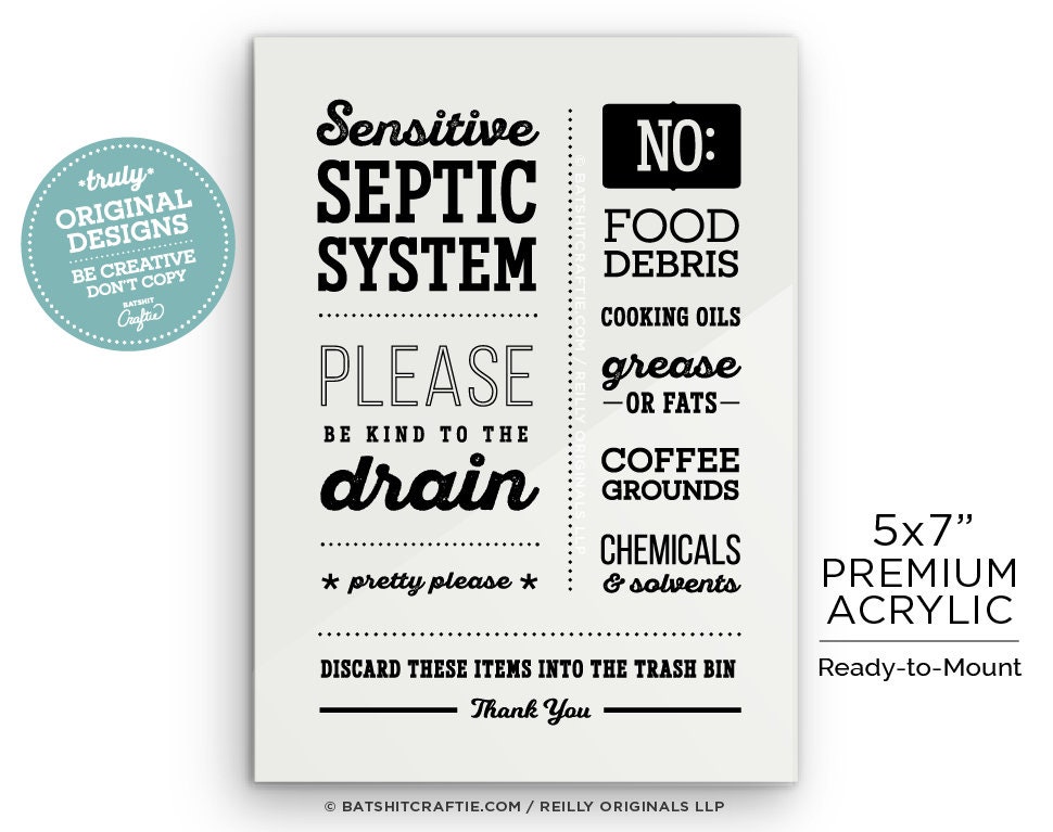 Sensitive Septic System Sign Be Kind to the Drain Ready to | Etsy