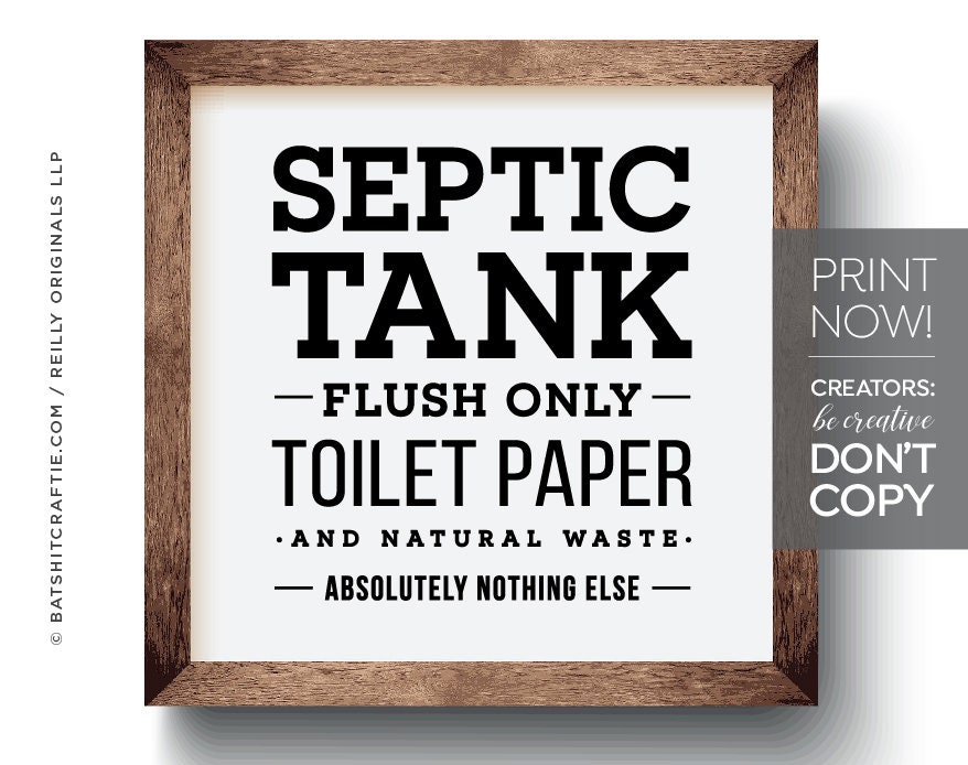 Septic Tank Bathroom Sign INSTANT PRINTABLE Flush Only - Etsy