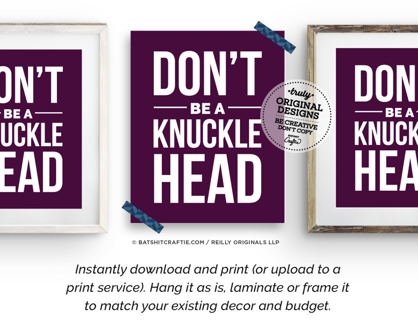 Funny Don't Be A Knucklehead PRINTABLE Poster Sign Wash | Etsy