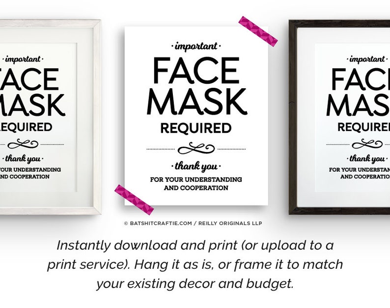 Face Mask Must Be Worn at All Times PRINTABLE SIGN Office Workplace ...