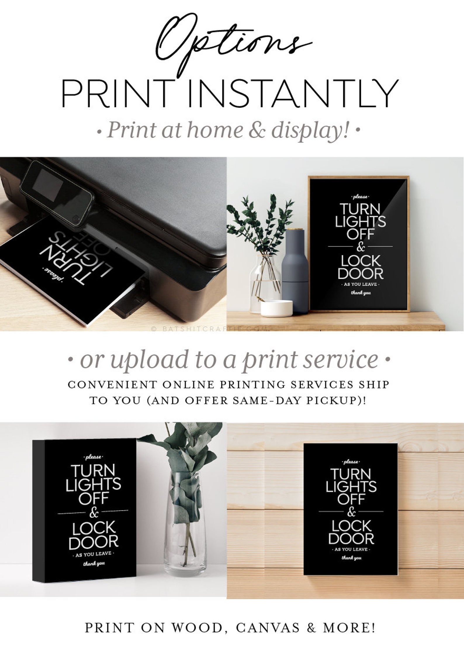 Please Turn Lights off & Lock Door Sign ~ Download and Print Instantly ...